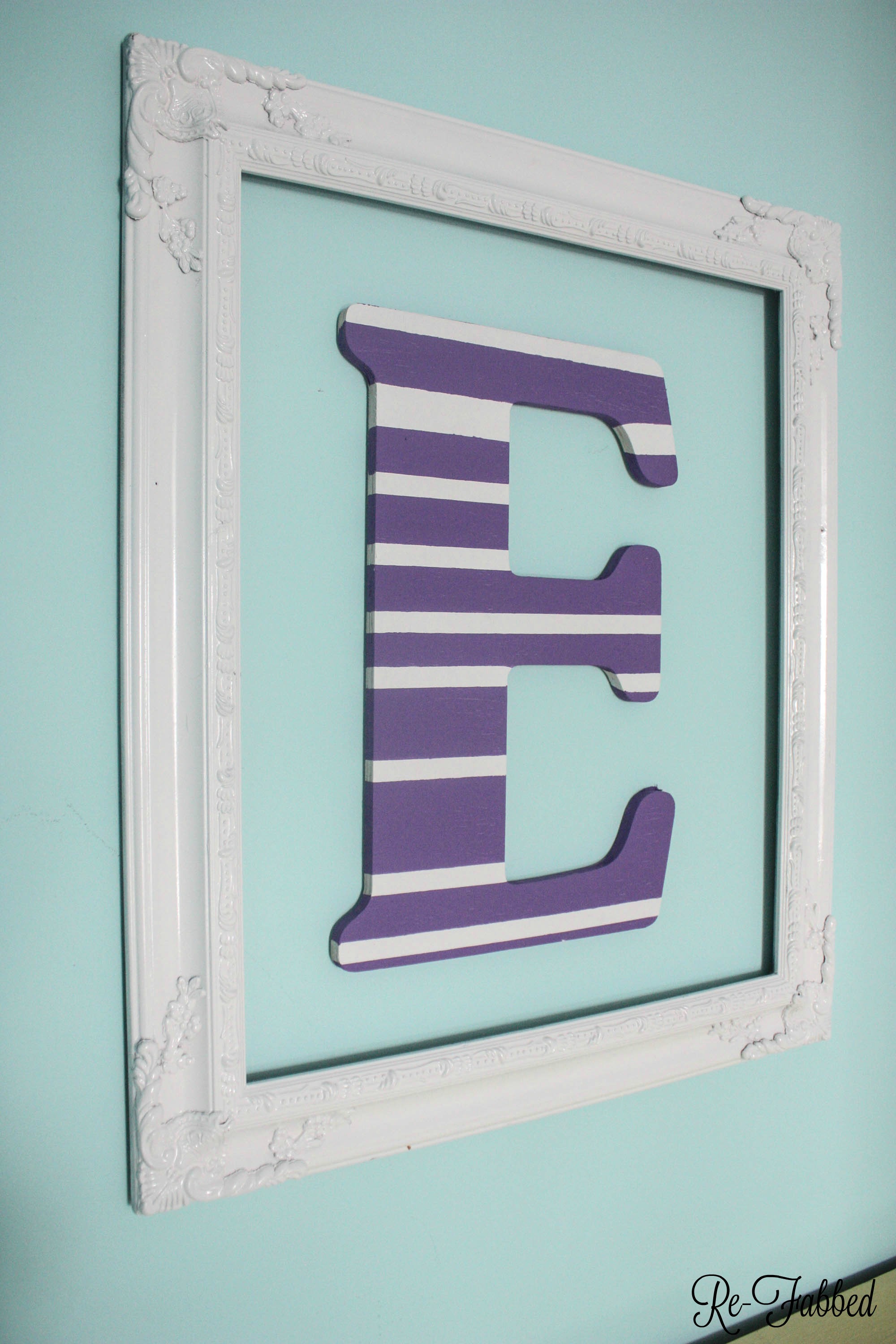 DIY Auction Frame & Striped Letter - Re-Fabbed