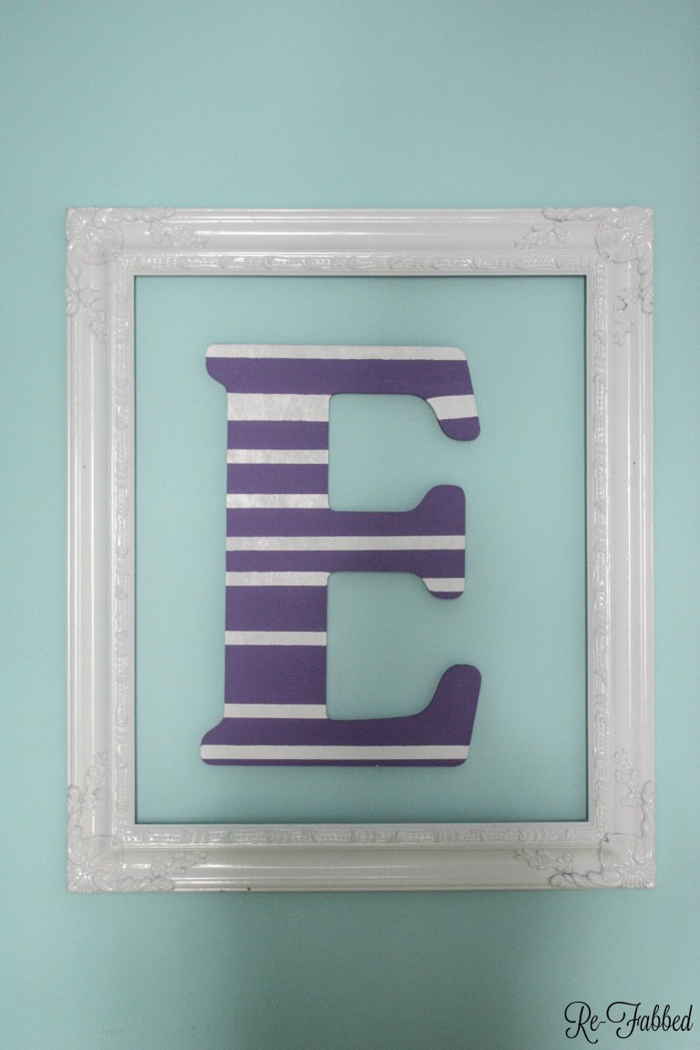 DIY Auction Frame & Striped Letter - Re-Fabbed