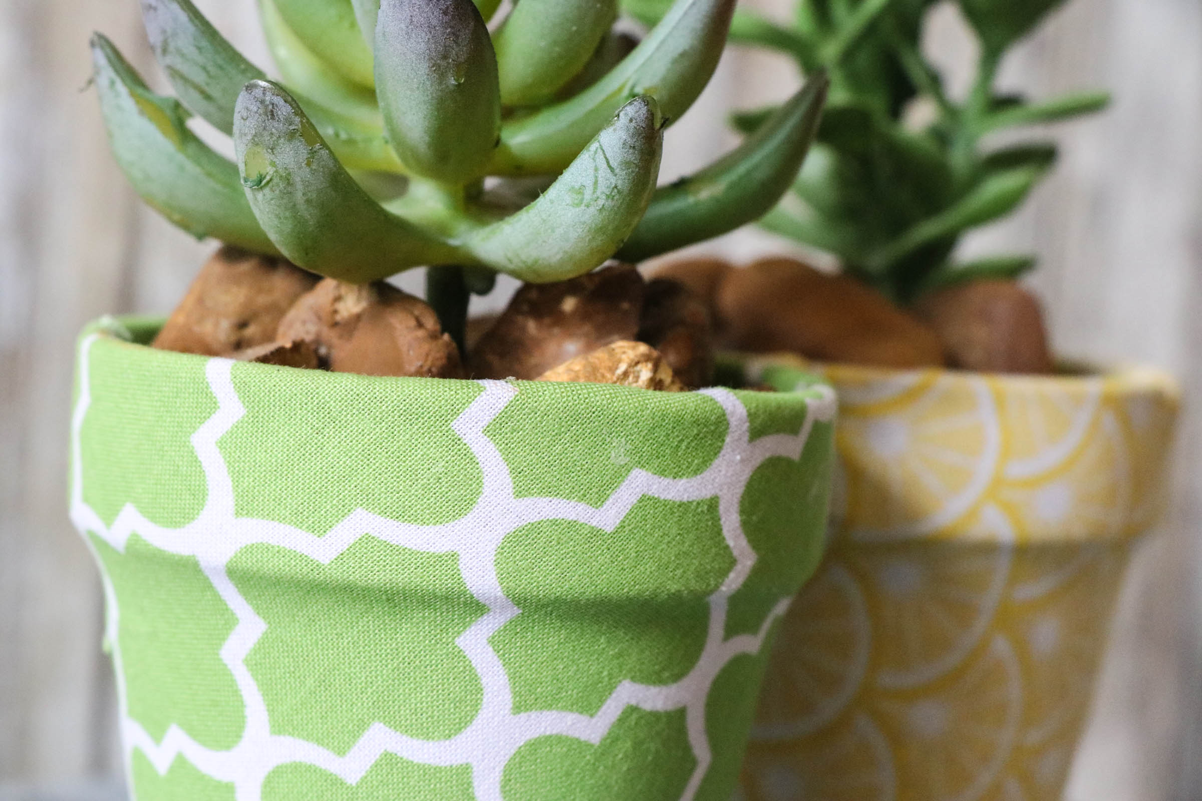 DIY Fabric Covered Flower Pots with Dollar Store Materials - Re-Fabbed