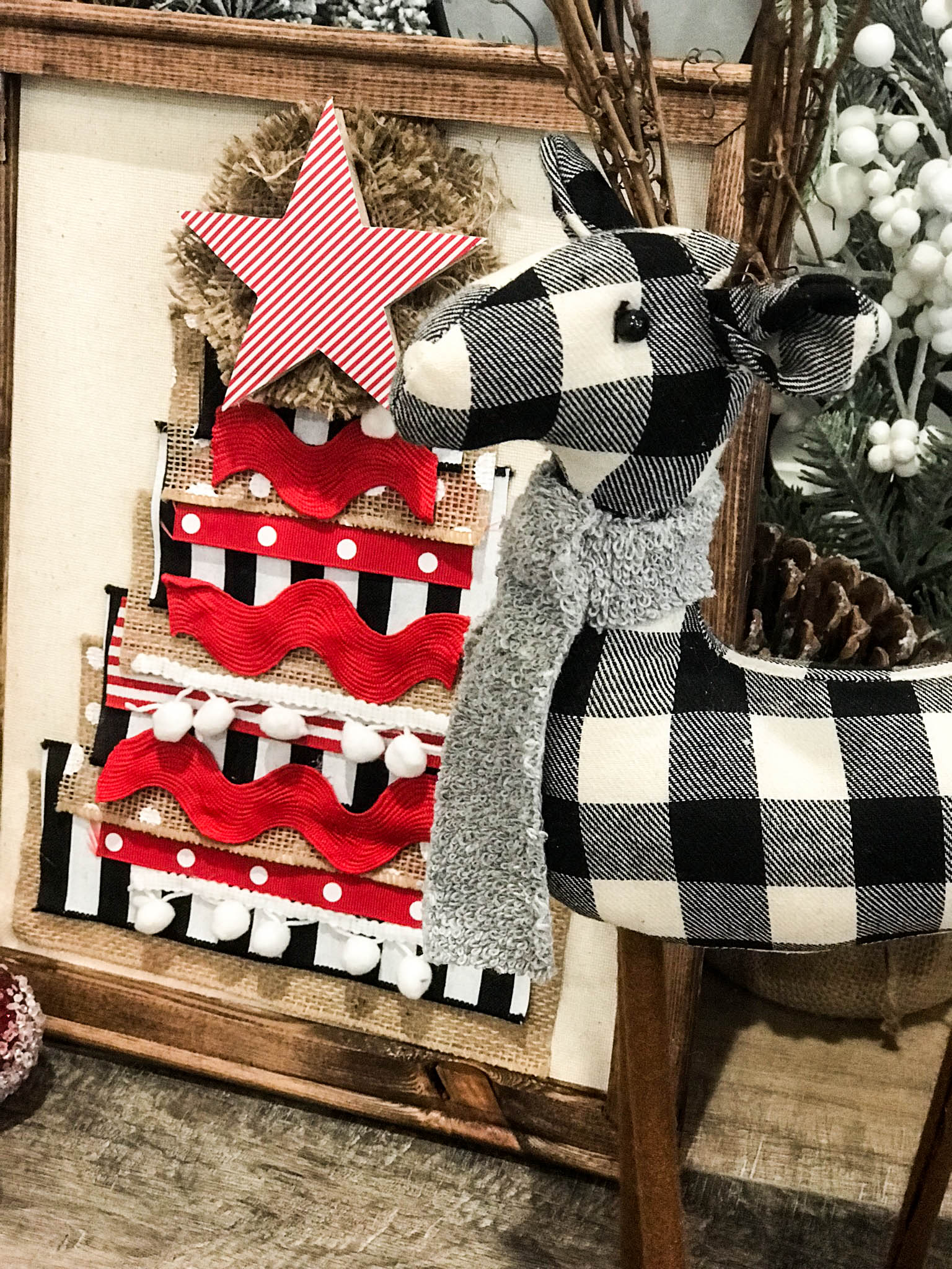 How to make a reverse canvas Christmas ribbon tree - Re-Fabbed