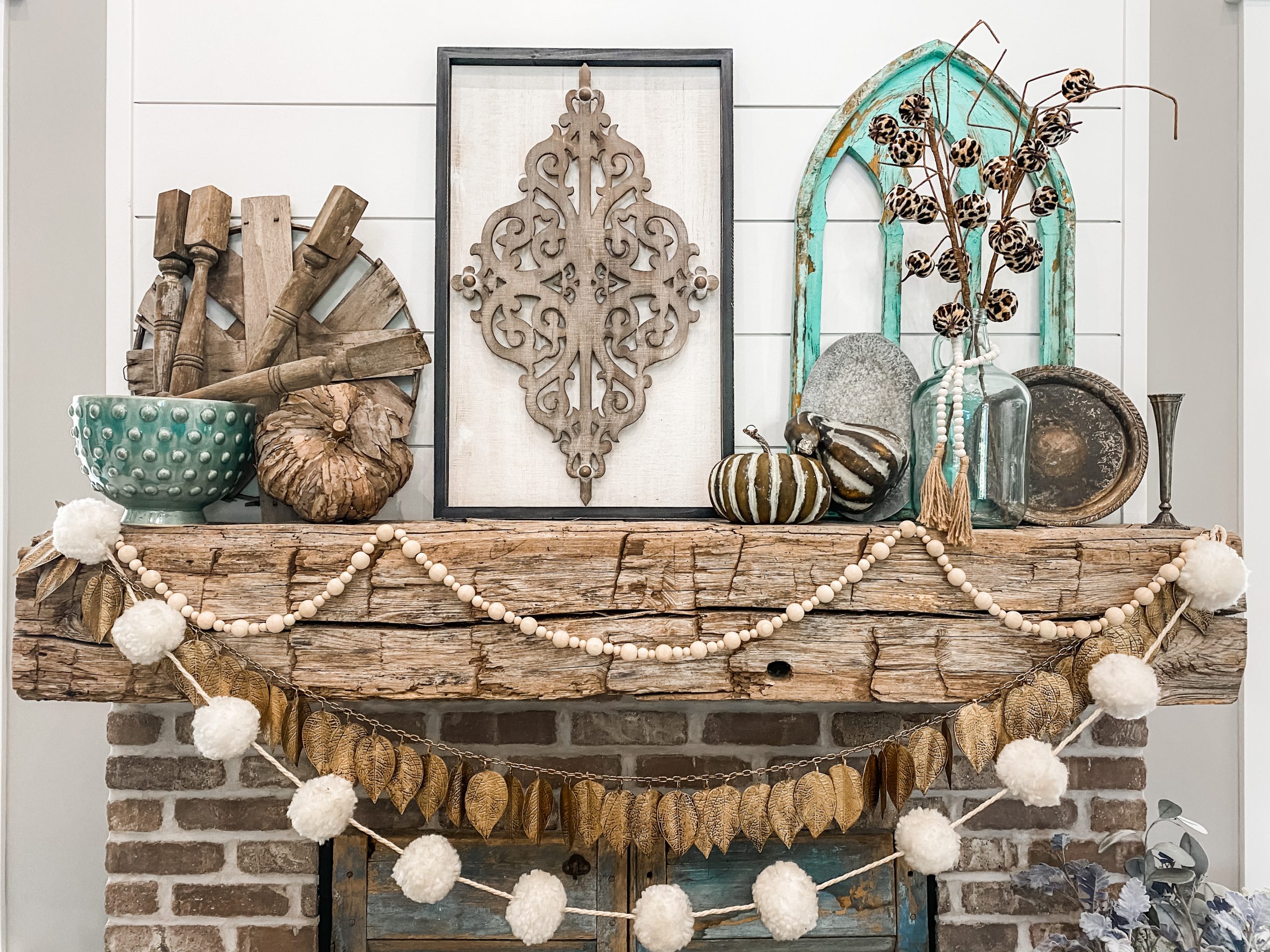 Rustic Boho Inspired Fall Mantel - Re-Fabbed