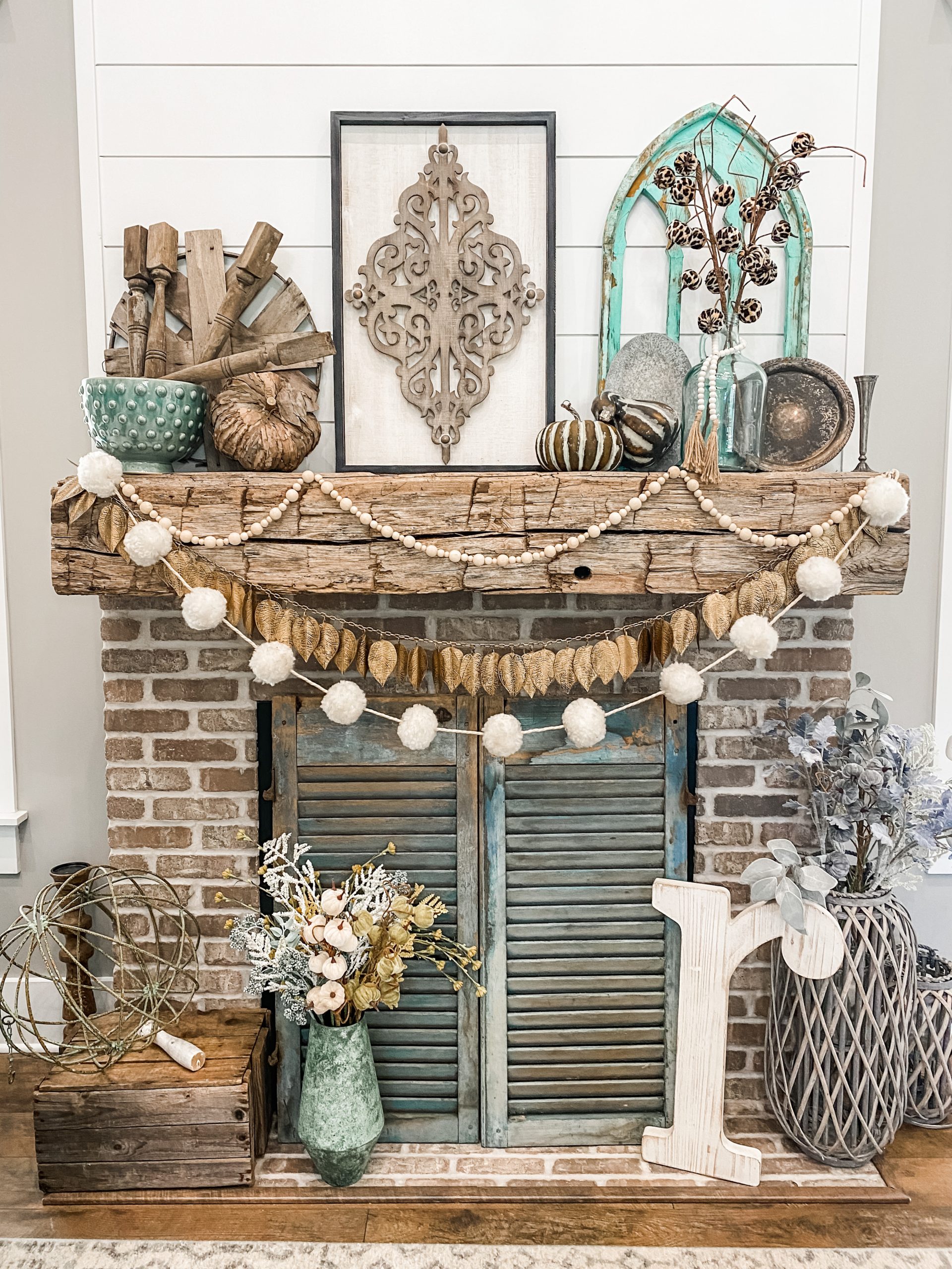 Rustic Boho Inspired Fall Mantel - Re-Fabbed