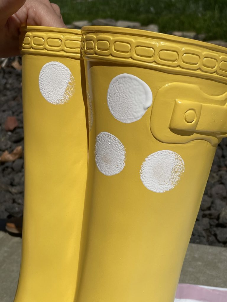 big-lots-planter-makeover-yellow-rubber-boots-3 - Re-Fabbed