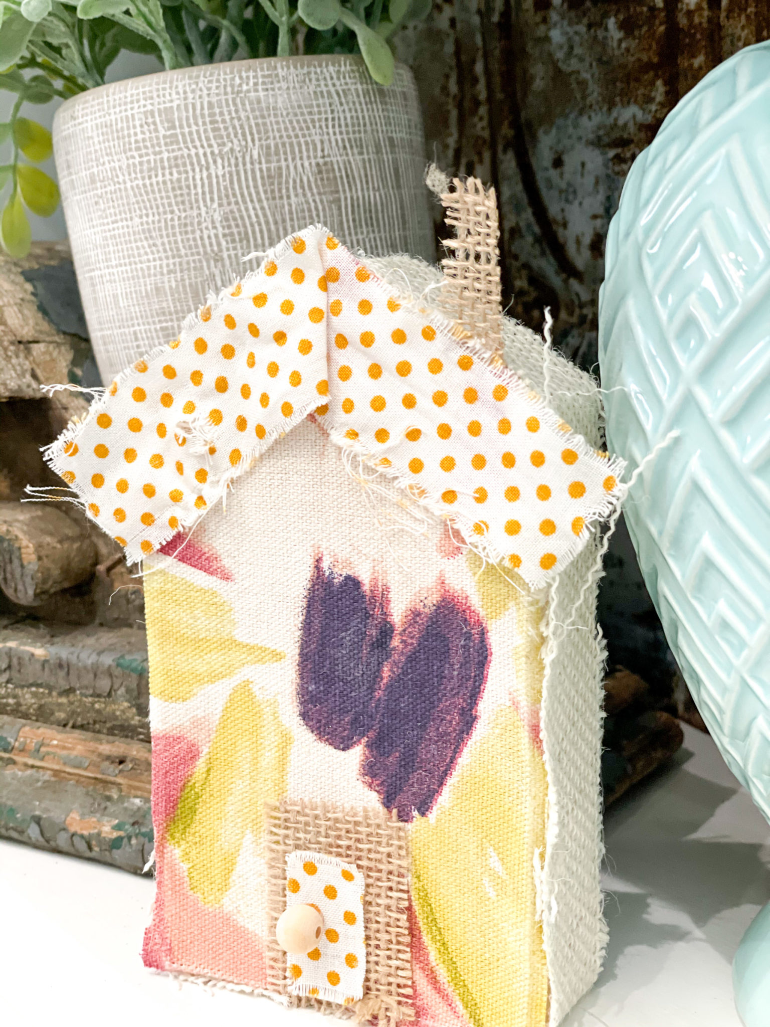 diy wood block fabric house - Re-Fabbed