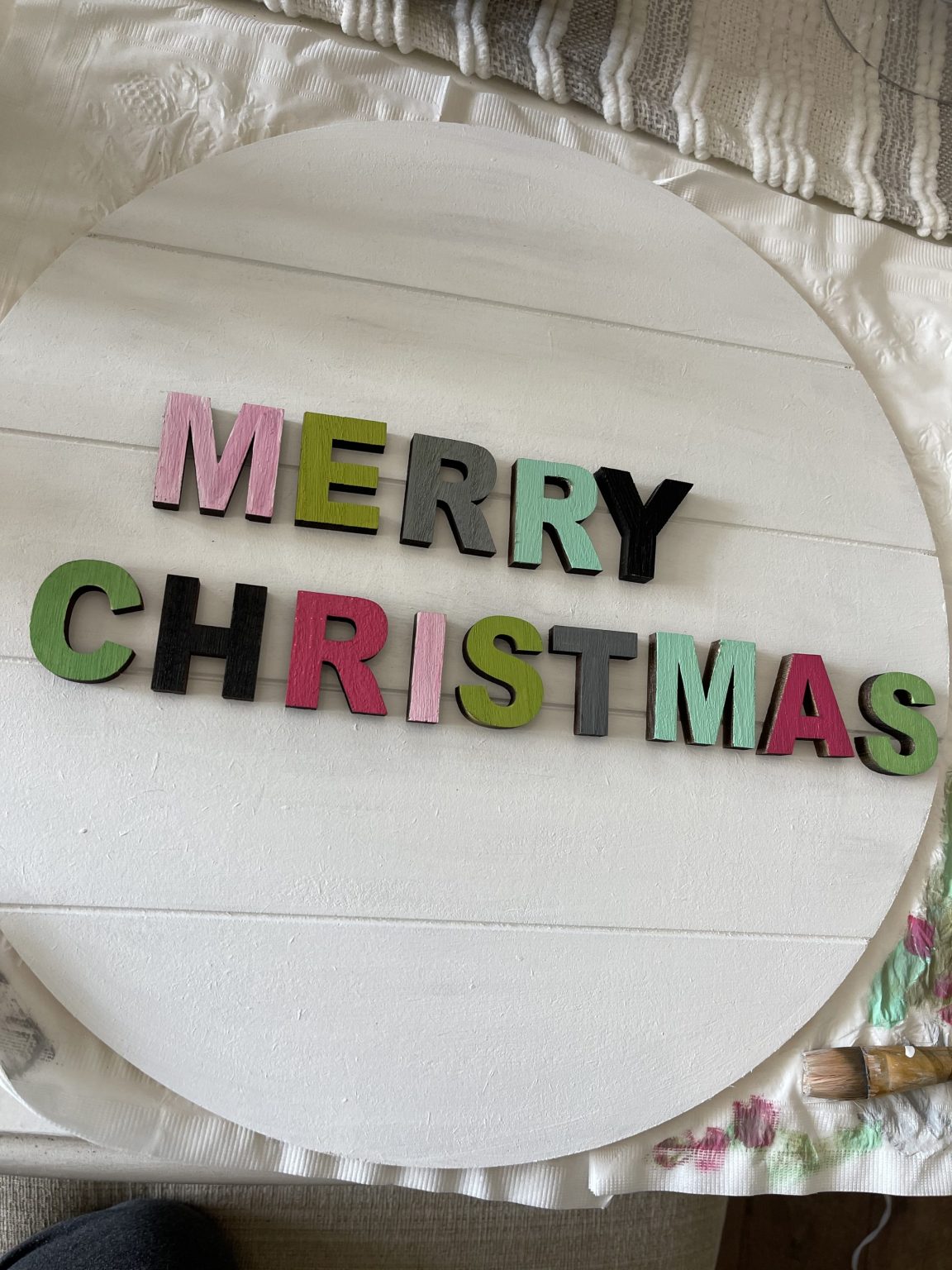 Colorful Merry Christmas Door Hanger for Teachers - Re-Fabbed