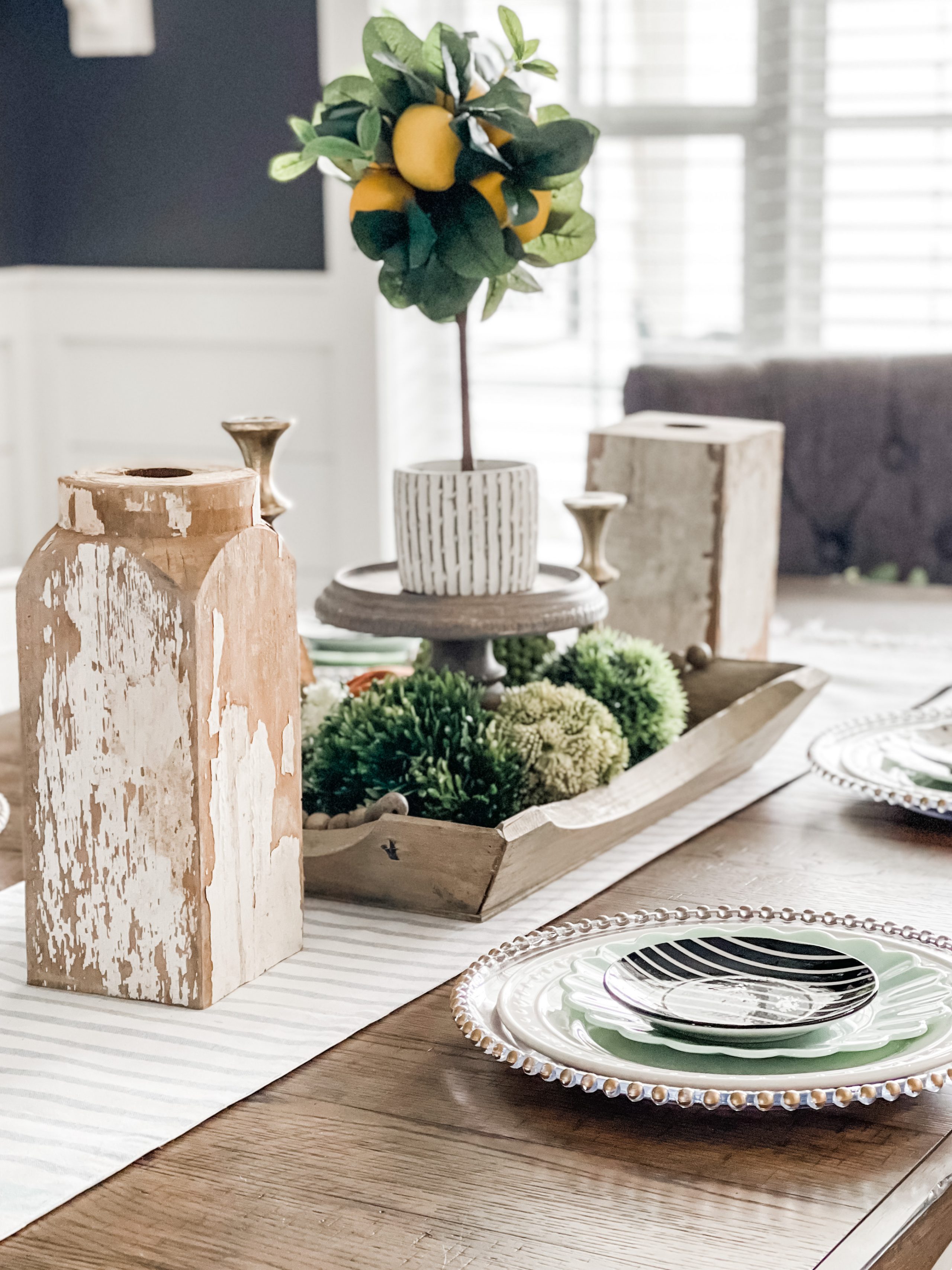 spring dining room with greenery - Re-Fabbed