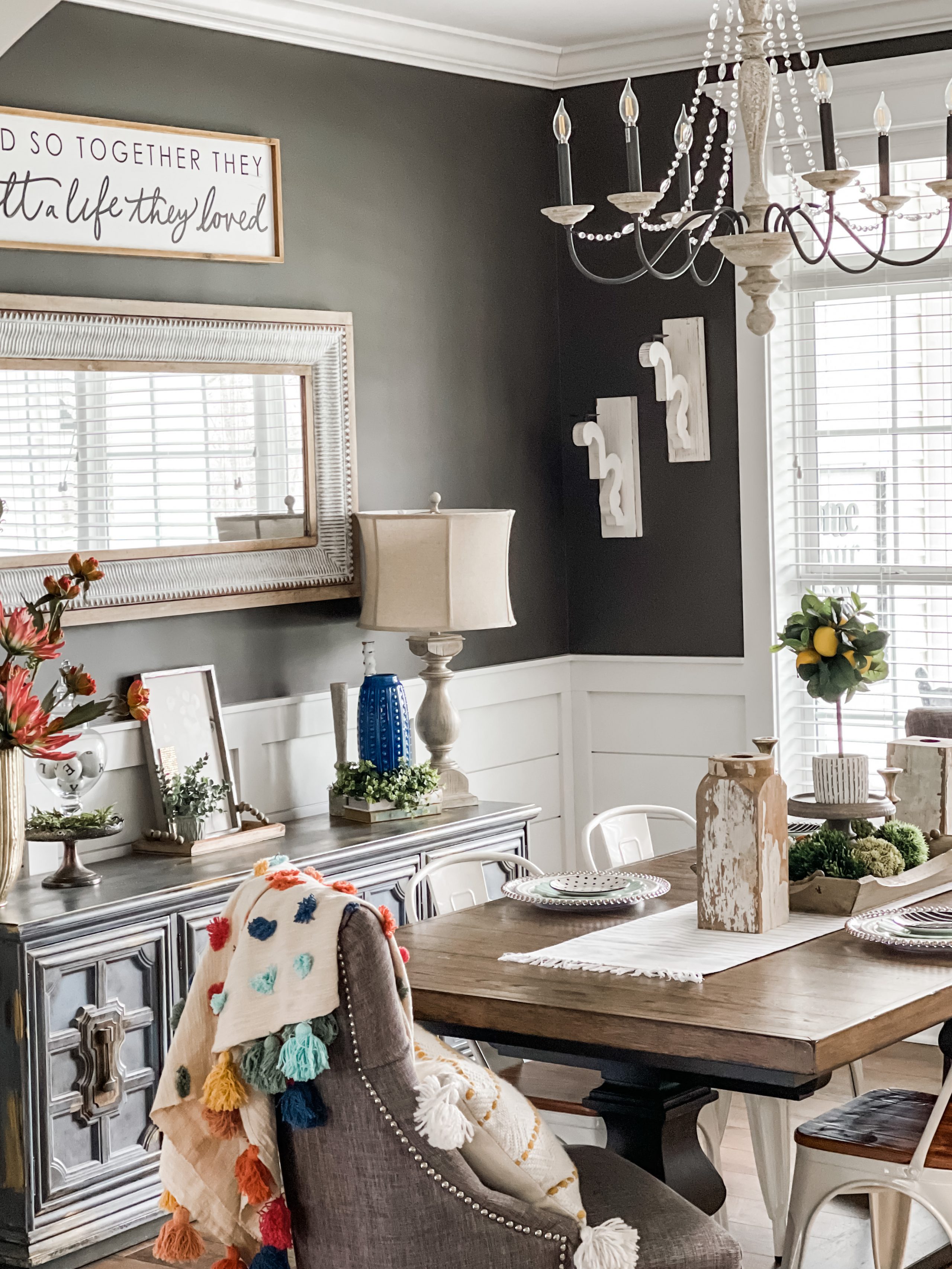 spring dining room with greenery - Re-Fabbed