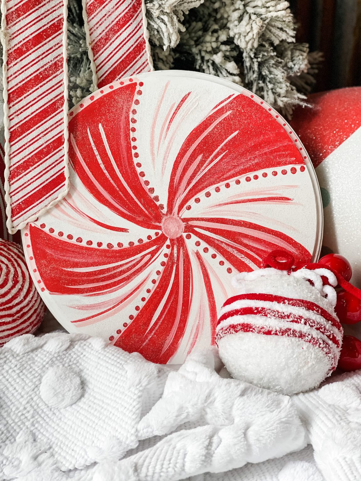 painting a pink and red peppermint - Re-Fabbed