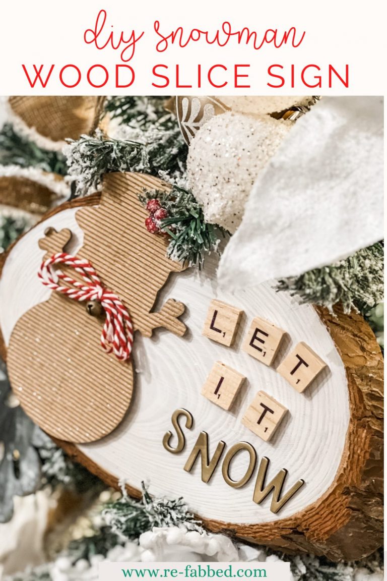 diy snowman wood slice sign - Re-Fabbed