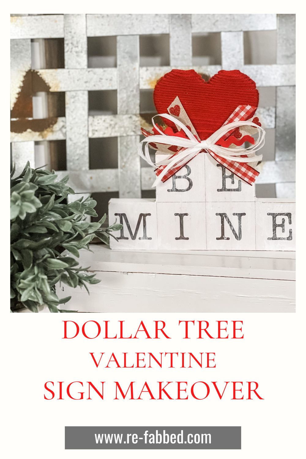 dollar tree valentine sign makeover - Re-Fabbed
