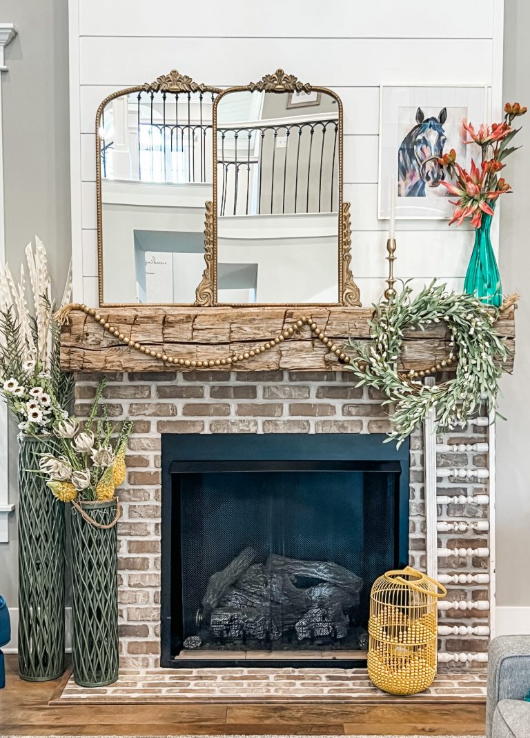 spring mantel inspiration with yellows and greens - Re-Fabbed