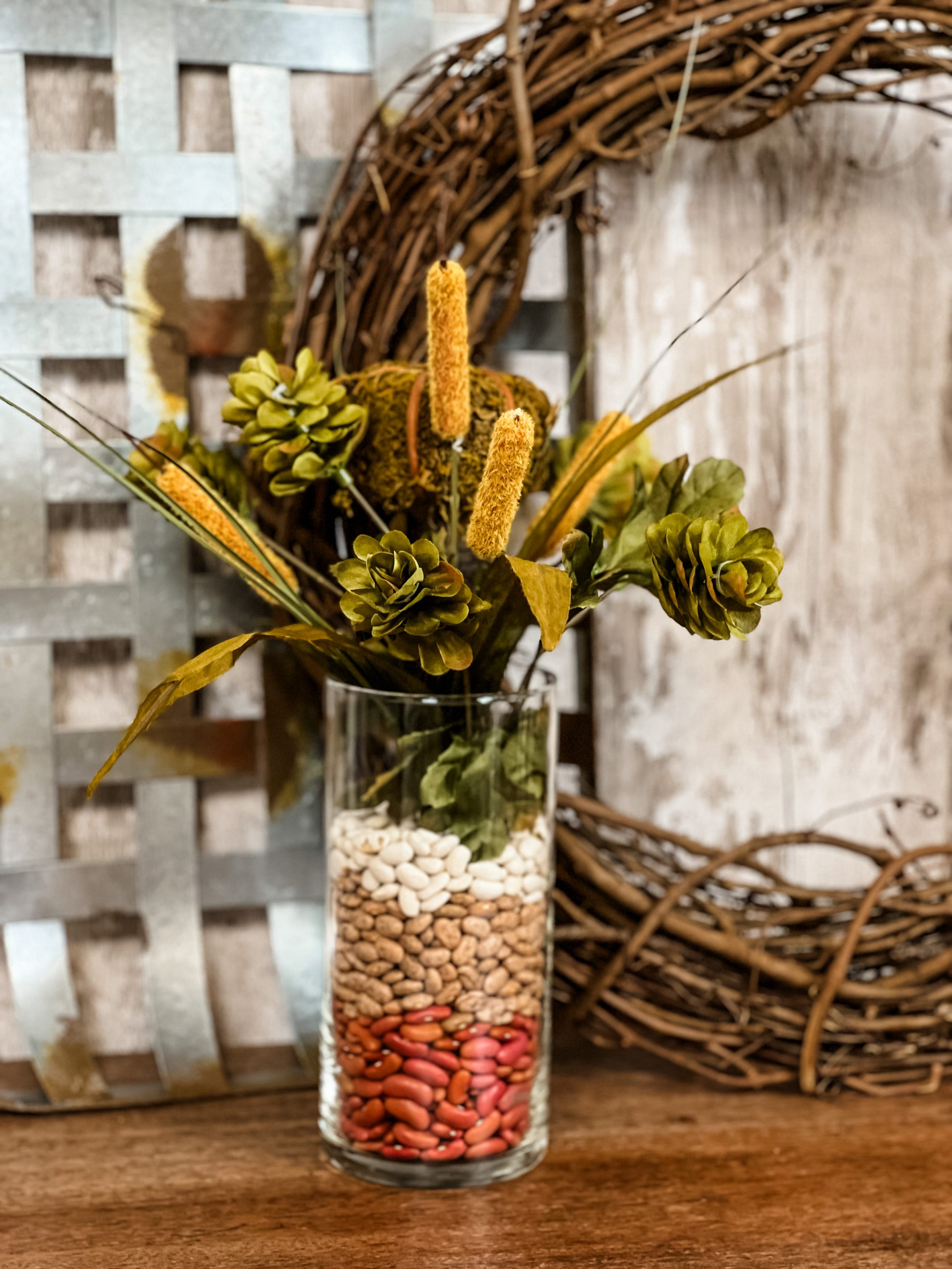 how to create an easy fall centerpiece using dried beans - Re-Fabbed