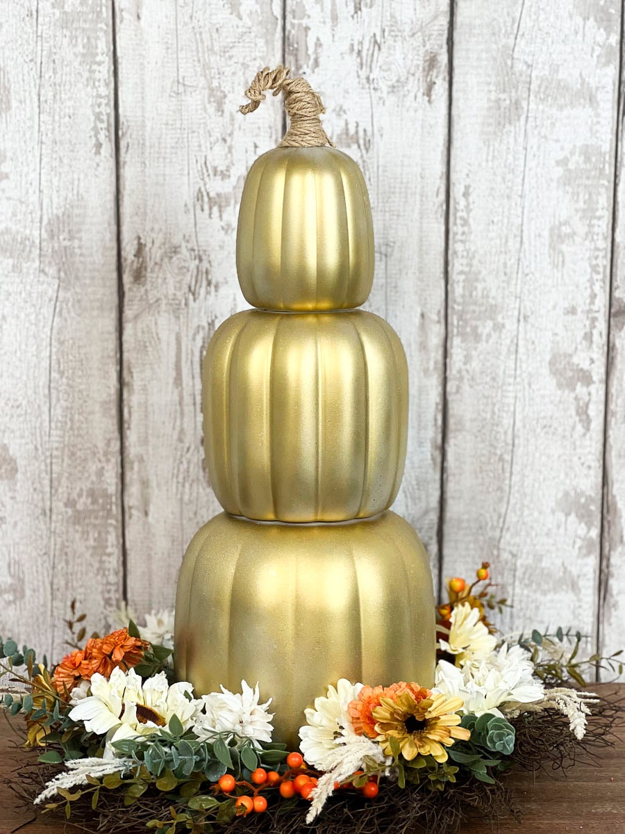 how to makeover the dollar tree stacked pumpkins - Re-Fabbed