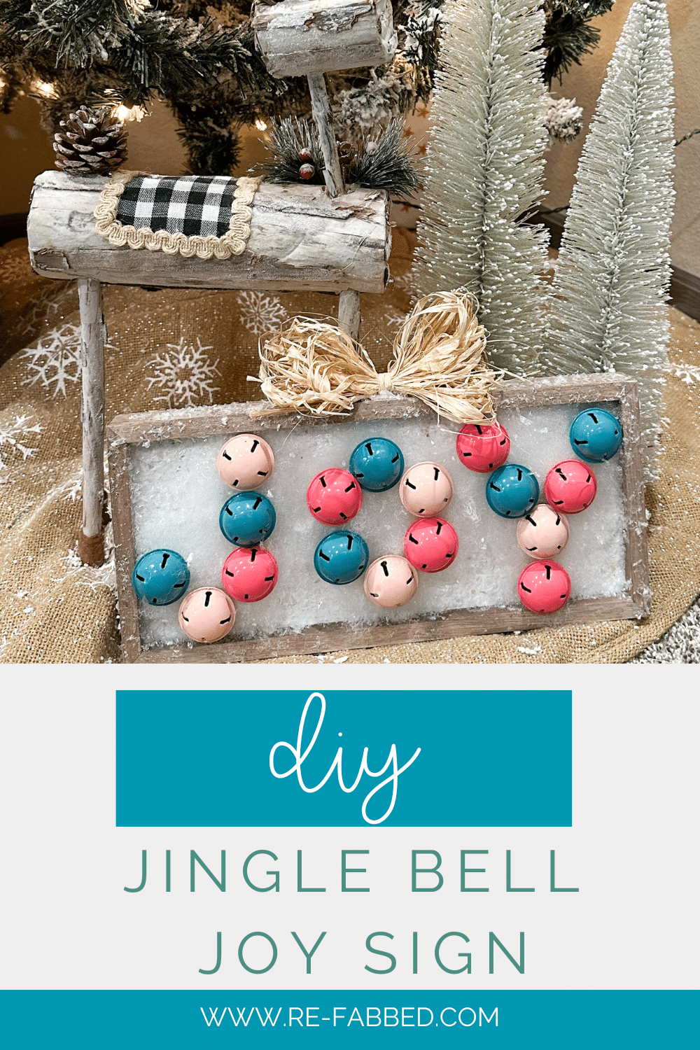 how to make a diy joy sign with jingle bells - Re-Fabbed