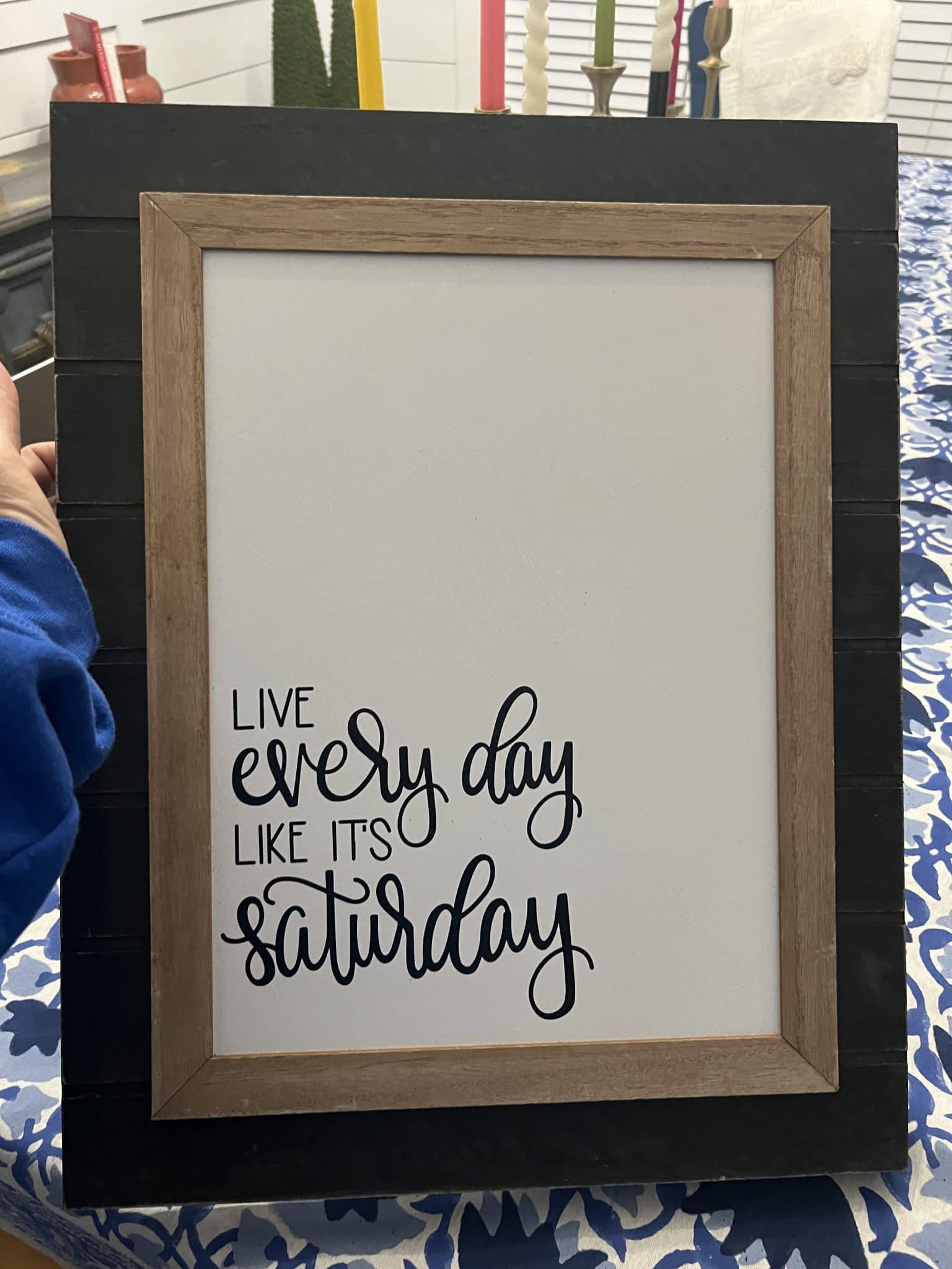 dollar general sign makeover with felt balls - Re-Fabbed