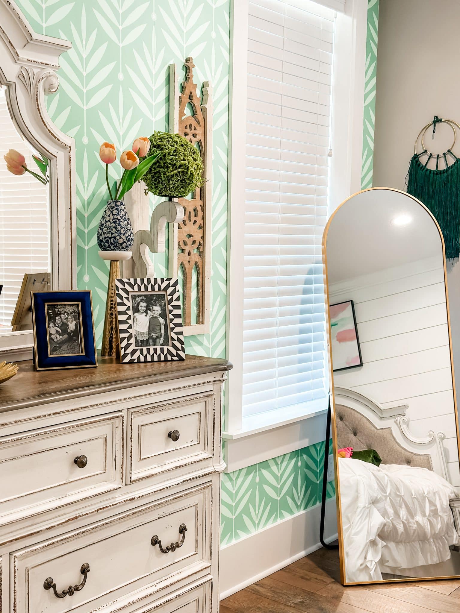 adding wallpaper to an accent wall in the master bedroom - Re-Fabbed