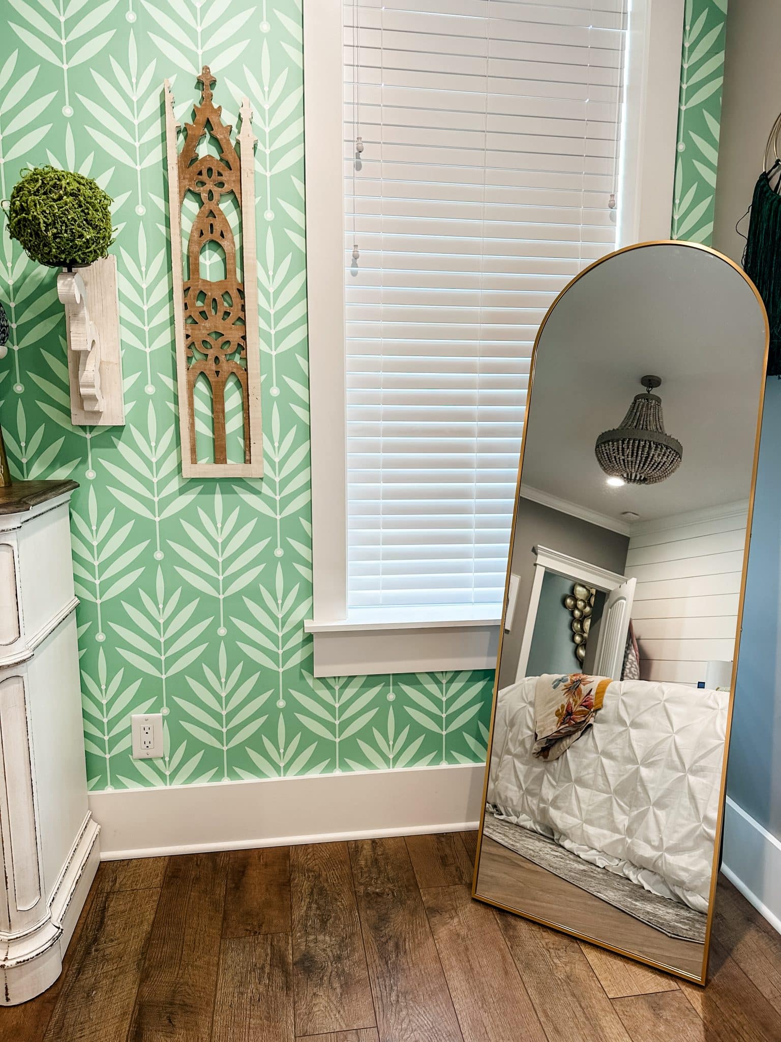 adding wallpaper to an accent wall in the master bedroom - Re-Fabbed