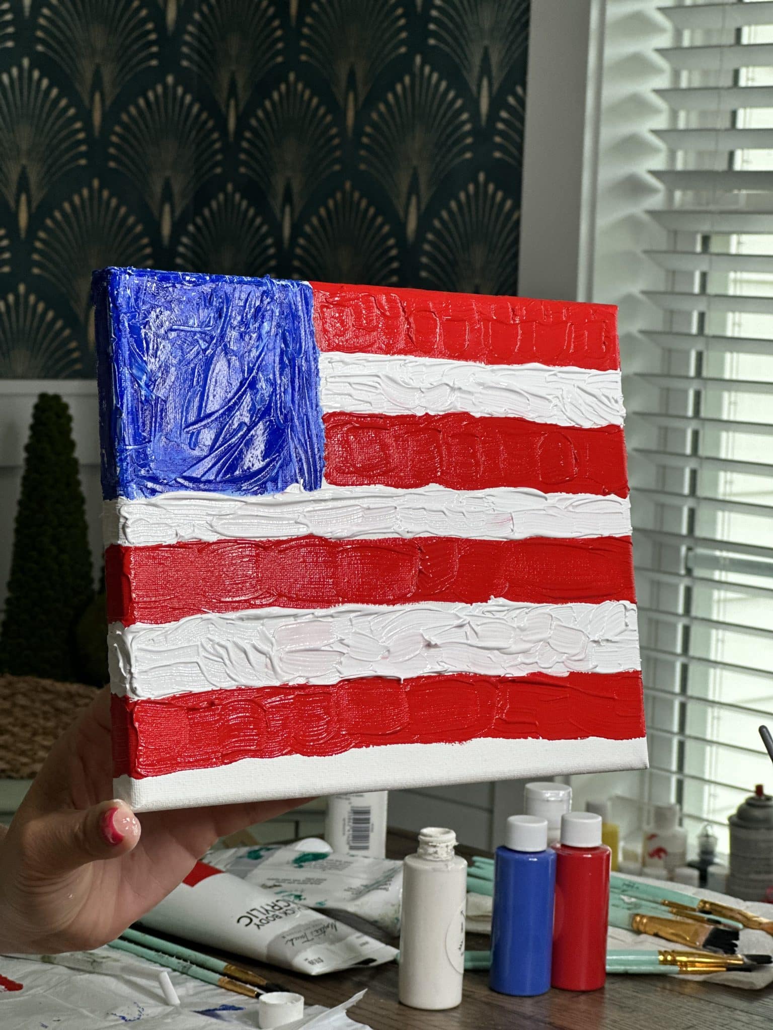 how to paint an American flag sign using thick bodied acrylics - Re-Fabbed