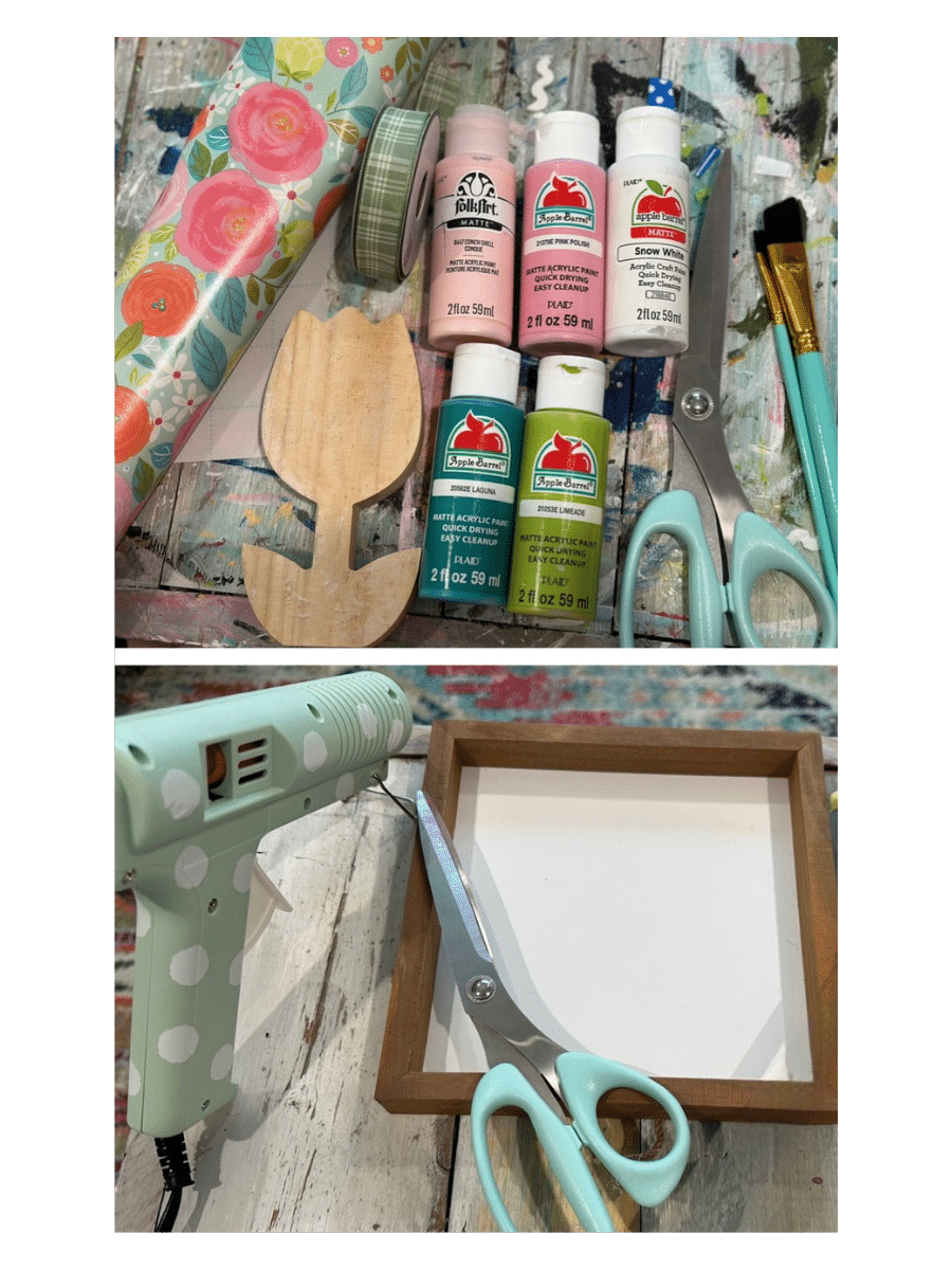 how to make a painted flower sign using wrapping paper - Re-Fabbed