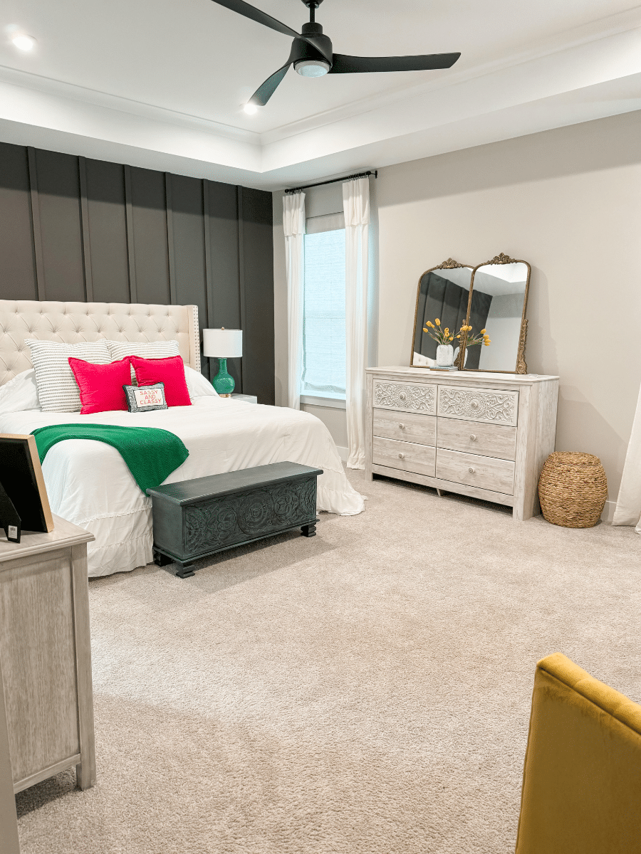 classy and colorful master bedroom reveal - Re-Fabbed