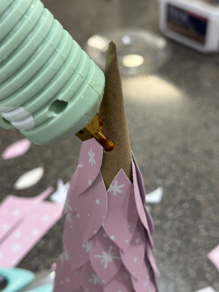how to make a cute cone tree using scrapbook paper - Re-Fabbed