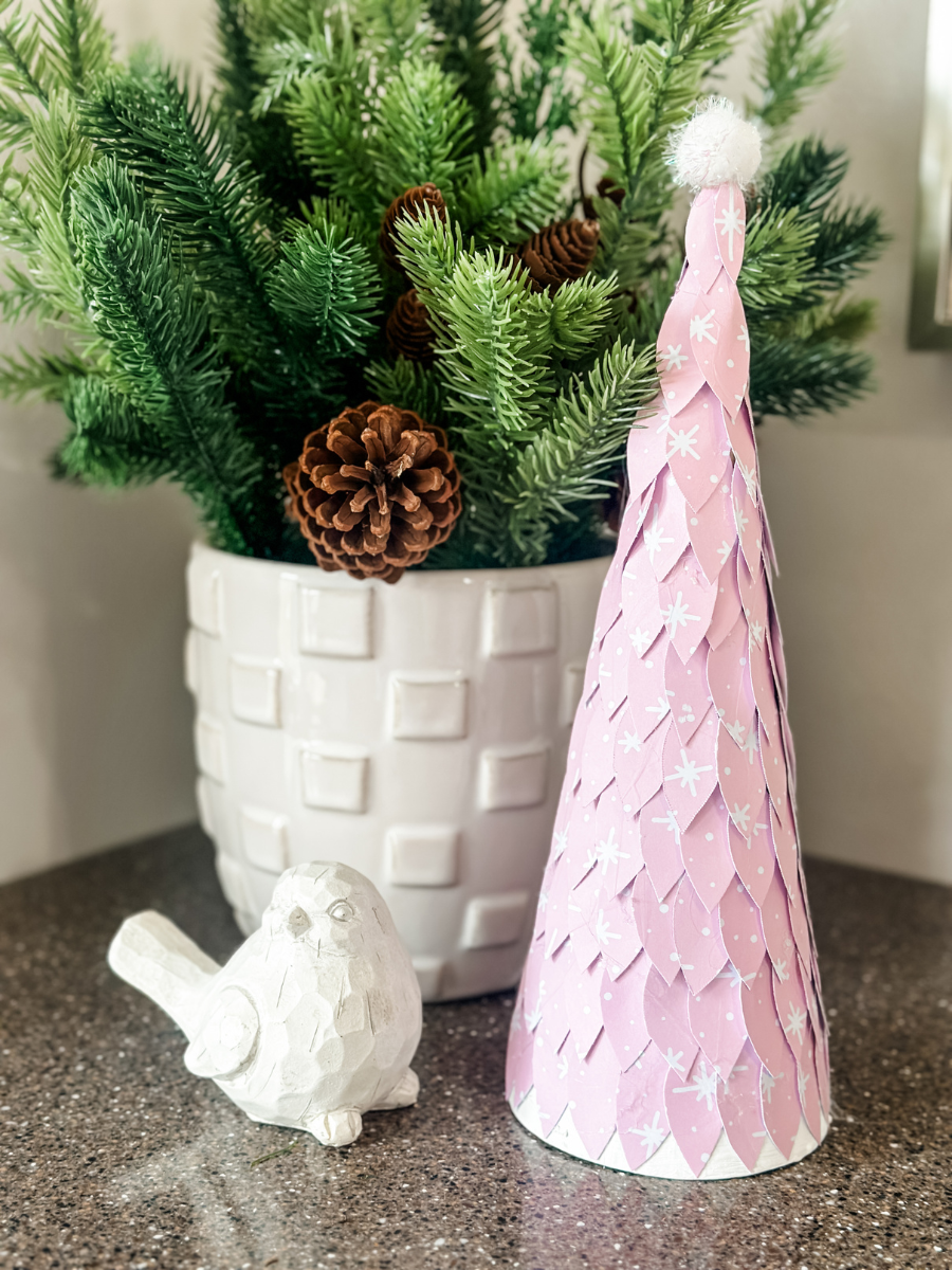 how to make a cute cone tree using scrapbook paper - Re-Fabbed