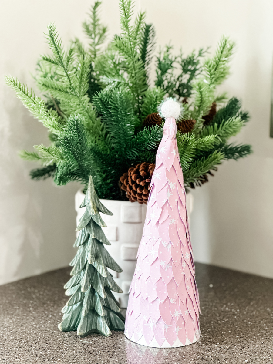 how to make a cute cone tree using scrapbook paper - Re-Fabbed