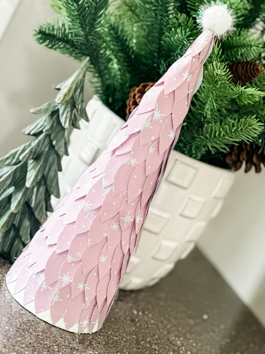 how to make a cute cone tree using scrapbook paper - Re-Fabbed